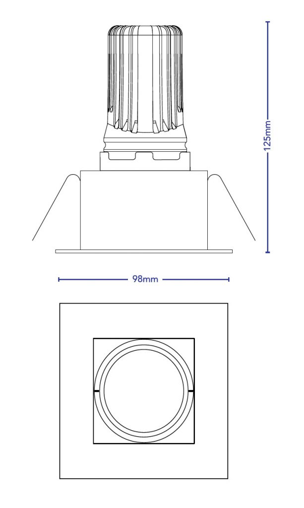 Downlight Low Glare Tilt Square - Tovo Lighting